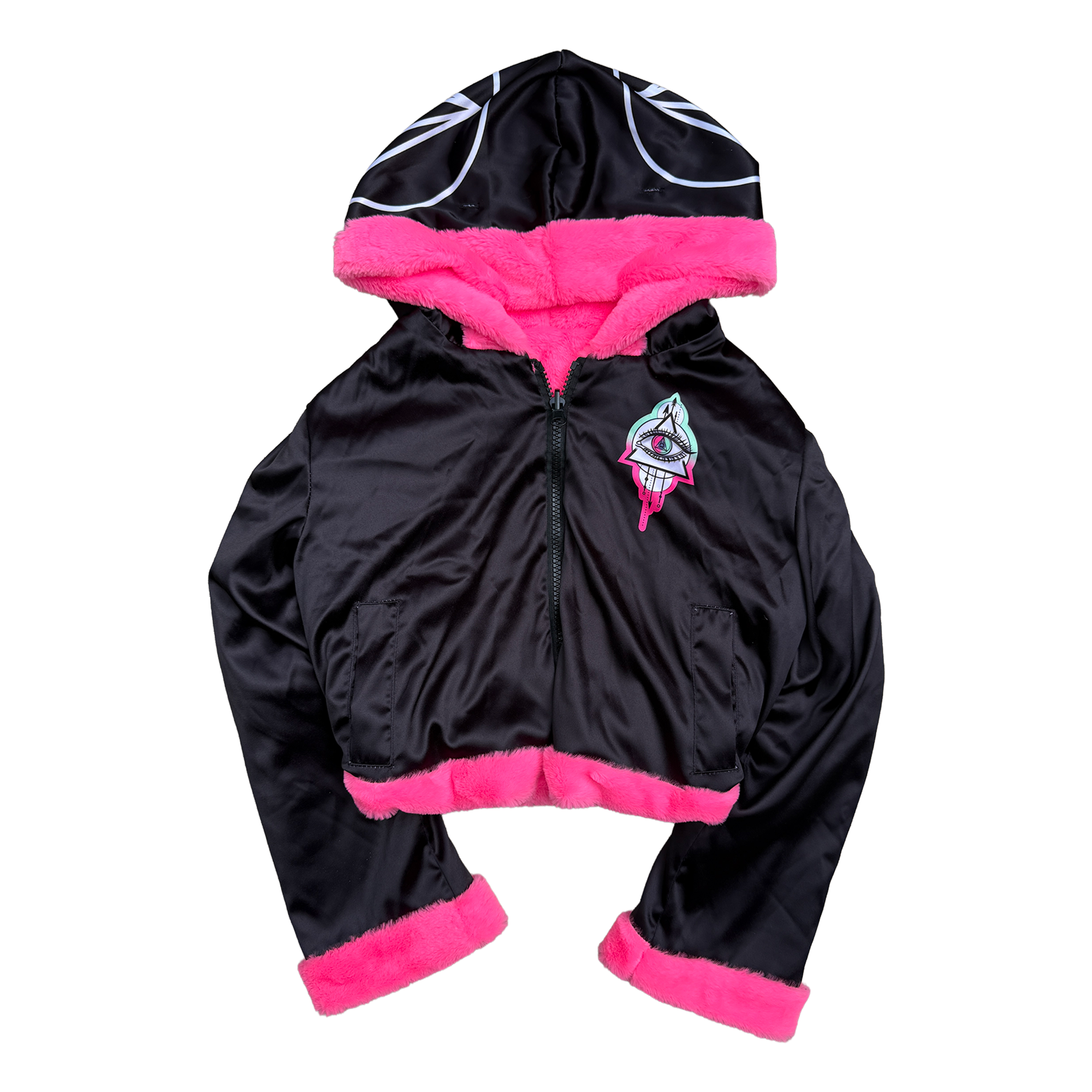 Seismic Minds Eye Fur Coat (Black/Pink) (Cropped) – Seismic Dance Event